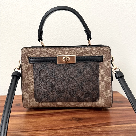 Coach | Bags | Coach Mini Lane Top Handle In Blocked Signature Canvas ...